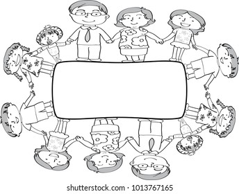 Vector Drawing Family Background Stock Vector (Royalty Free) 1013767165 ...
