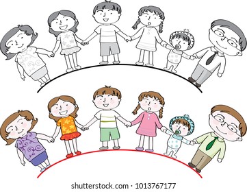 Vector Drawing Family Background: vector de stock (libre de regalías ...