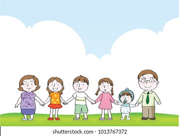 Vector Drawing Family Background: vector de stock (libre de regalías ...
