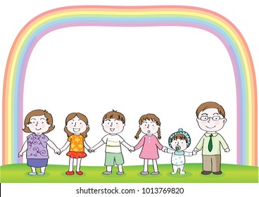 Vector Drawing Family Background Stock Vector (Royalty Free) 1013767156