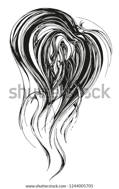 Vector Drawing Fiery Flame Smoke Draw Stock Vector (Royalty Free ...