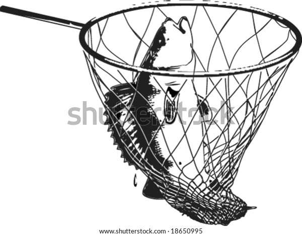 Vector Drawing Fish Fishnet Handle Stock Vector (Royalty Free) 18650995 ...