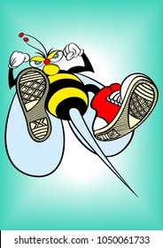 Vector Drawing Flying Cartoon Wasp Red Stock Vector (Royalty Free ...