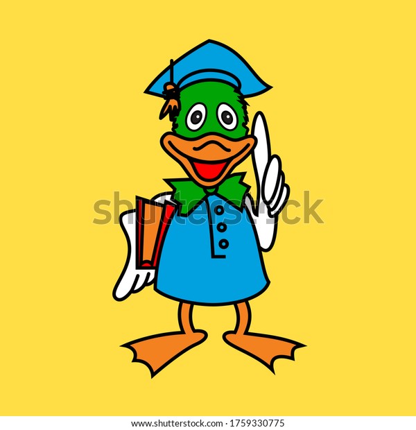 Vector Drawing Funny Duck Scientist Stock Vector (Royalty Free ...