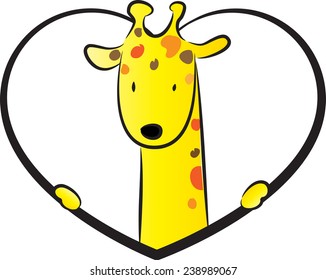 Vector Drawing Giraffe Heart Shape Icon Stock Vector (Royalty Free ...