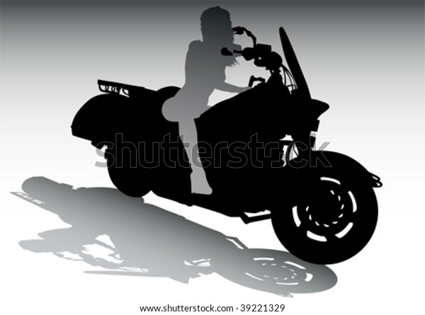 Vector Drawing Girls On Motorcycle Stock Vector (Royalty Free) 39221329 ...