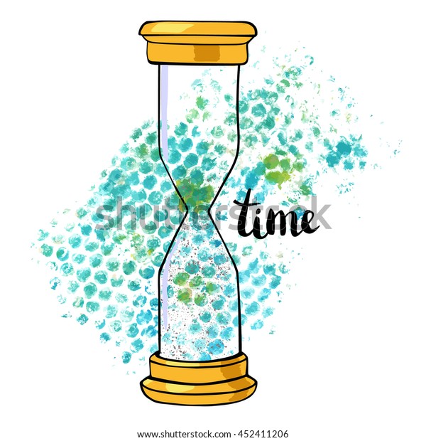 Vector Drawing Golden Sandglass On Teal Stock Vector (Royalty Free ...