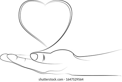 Vector Drawing Hand Gives Heart Stock Vector (Royalty Free) 1647529564 ...