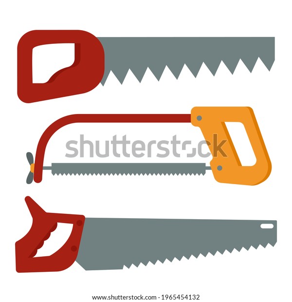 Vektor Stok Vector Drawing Hand Saws Hacksaw Hand (Tanpa Royalti ...
