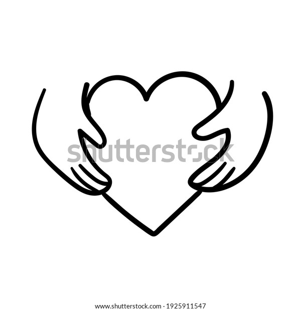 Vector Drawing Hands Holding Heart Sticker Stock Vector (Royalty Free ...