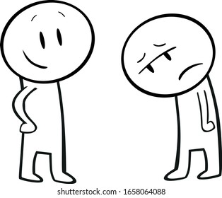 Vector Drawing Happy Sad Cartoon Character Stock Vector (Royalty Free ...