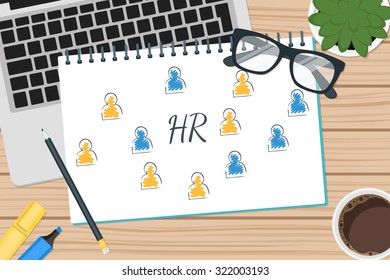 Vector Drawing Organization Chart Human Resources Stock Vector (Royalty ...