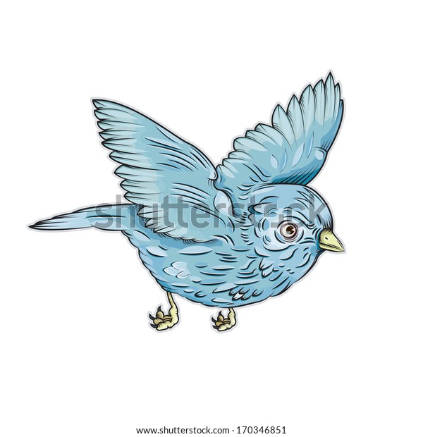 Vector Drawing Little Blue Bird Flyingblue Stock Vector (Royalty Free ...