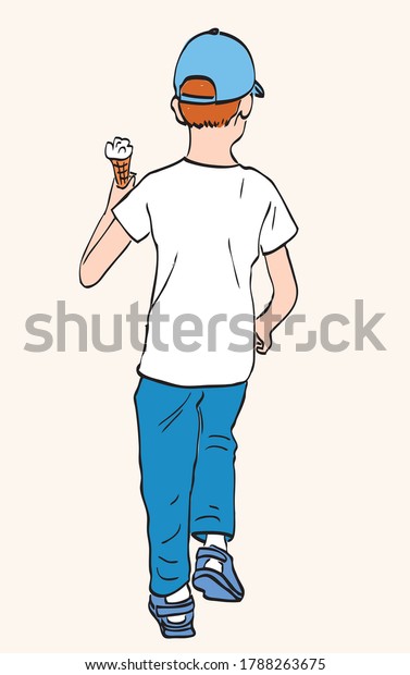 Vector Drawing Little Boy Ice Cream Stock Vector (Royalty Free ...