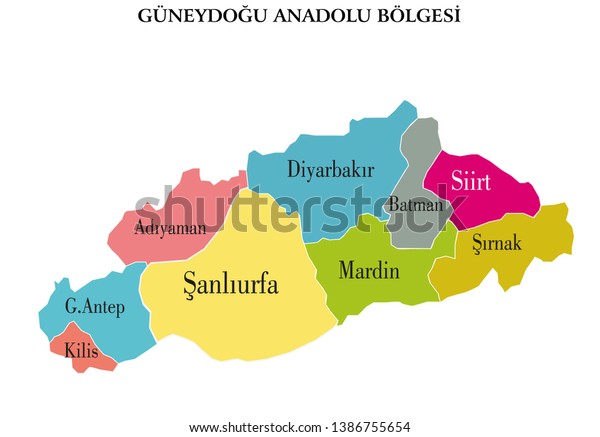Vector Drawing Map Turkey Southeast Region Stock Vector (Royalty Free ...