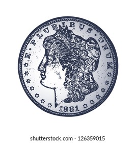 Vector Drawing Metal Dollar Coin Stock Vector (Royalty Free) 126359015 ...