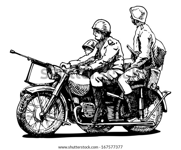 Vector Drawing Motorcycles Stylized Engraving Stock Vector (Royalty ...