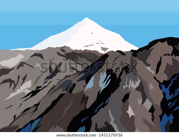 Vector Drawing Mountain Peak Flat Vector Stock Vector (Royalty Free ...