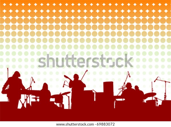 Vector Drawing Musical Group Concert On Stock Vector (Royalty Free ...