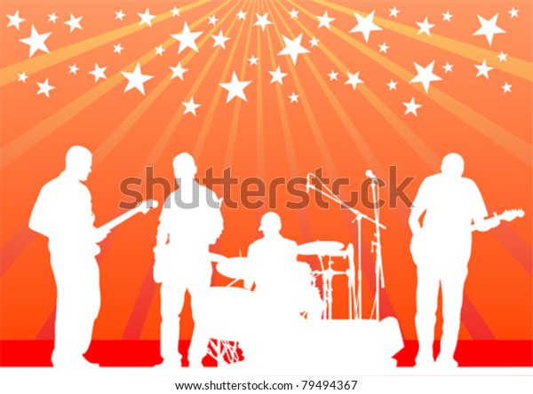 Vector Drawing Musical Group Concert On Stock Vector (Royalty Free ...