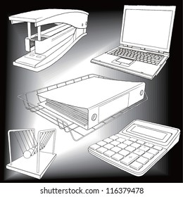 Vector Drawing Office Equipment Detailed Vector Stock Vector (Royalty ...