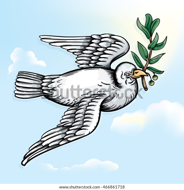 Vector Drawing Peace Dove Easy Edit Stock Vector (Royalty Free ...