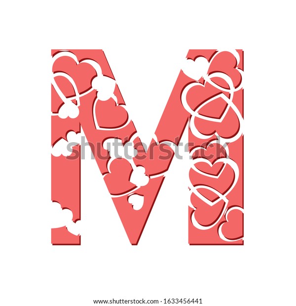 Vector Drawing Pink Letter M Hearts Stock Vector (Royalty Free ...