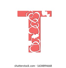 Vector Drawing Pink Letter T Hearts Stock Vector (Royalty Free ...
