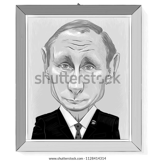Vector Drawing Portraitcartoon Vladimir Putin Wooden Stock Vector ...