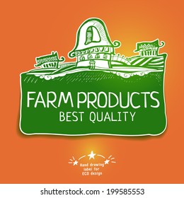 Vector Drawing Product Label Sketch Emblem Stock Vector (Royalty Free ...