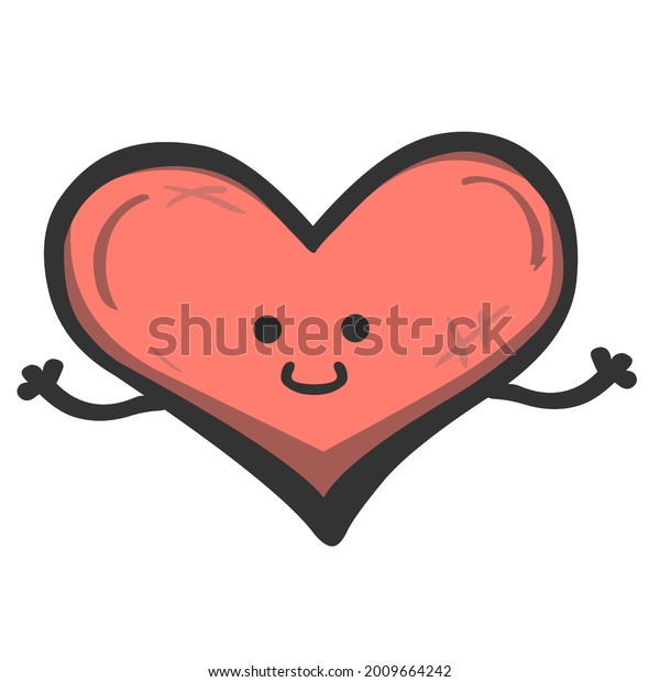 Vector Drawing Red Heart Happy Face Stock Vector (Royalty Free ...