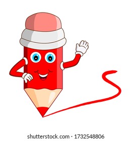 Vector Drawing Red Pencil Cartoon Stock Vector (Royalty Free ...