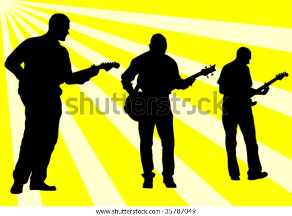 Vector Drawing Rock Band On Stage Stock Vector (Royalty Free) 35787049 ...