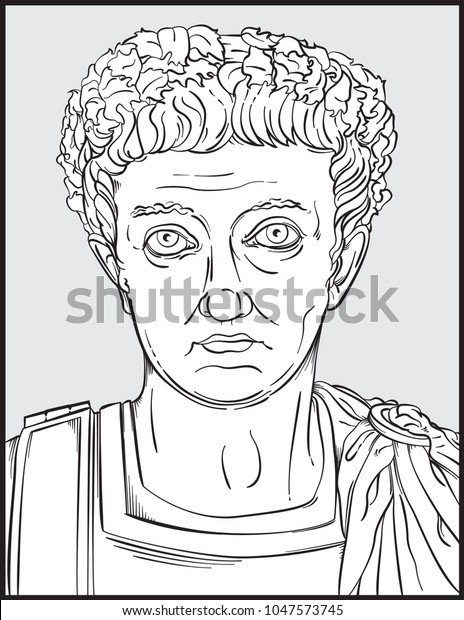 Vector Drawing Roman Emperor Tiberius Line Stock Vector (Royalty Free ...