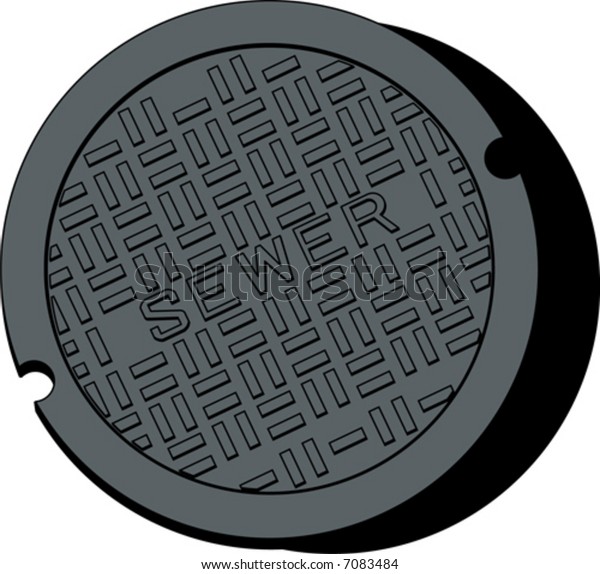 Vector Drawing Sewer Cover Isolated On Stock Vector (Royalty Free ...