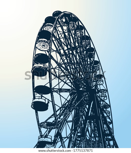 Vector Drawing Silhouette Survey Wheel City Stock Vector (Royalty Free ...