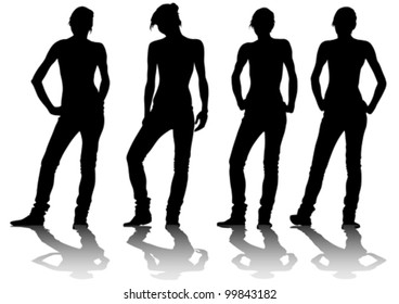 Vector Drawing Slim Beautiful Girls Stock Vector (Royalty Free ...