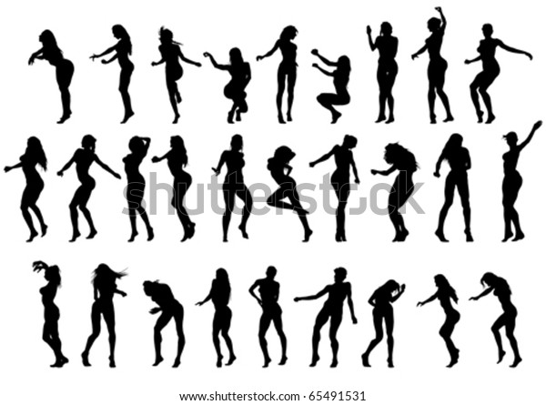 Vector drawing slim and beautiful girls in bikini
