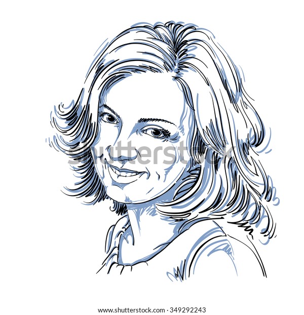 Vector Drawing Smiling Sincere Woman Stylish Stock Vector (Royalty Free ...