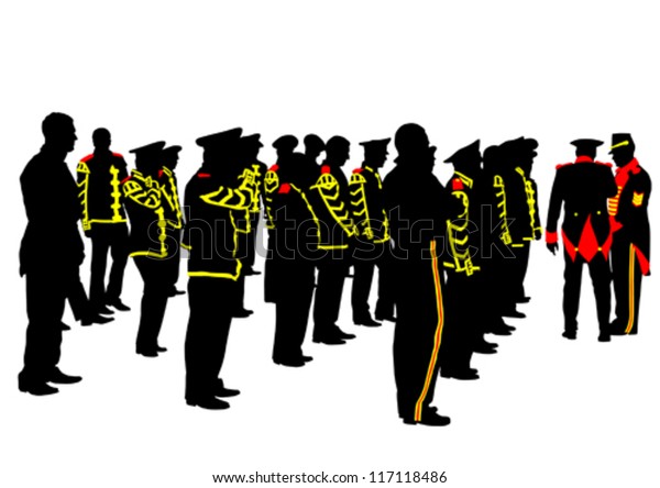 Vector Drawing Soldiers During Military Parade Stock Vector (Royalty ...