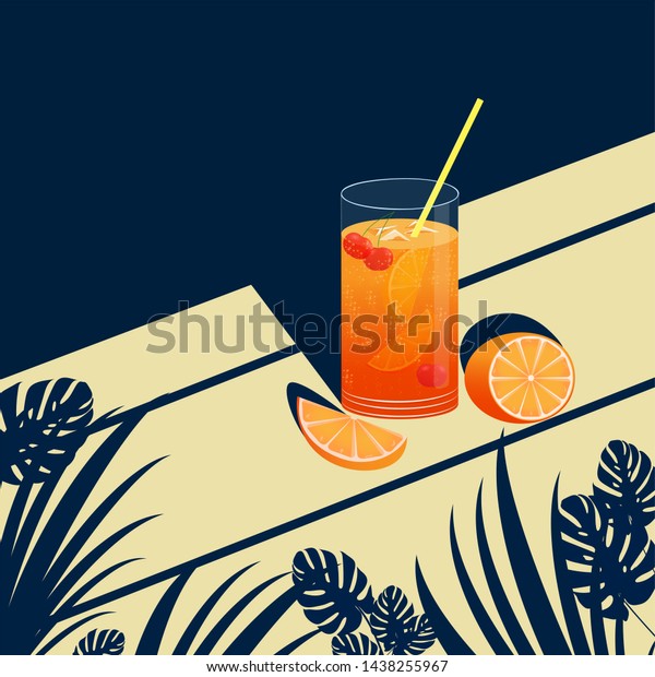 Vector Drawing Summer Tropical Cocktail Background Stock Vector ...
