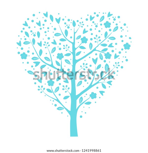 Vector Drawing Tree Form Heart Blue Stock Vector (Royalty Free ...