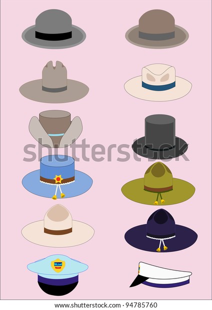 Vector Drawing Twelve Different Hats Various Stock Vector (Royalty Free ...