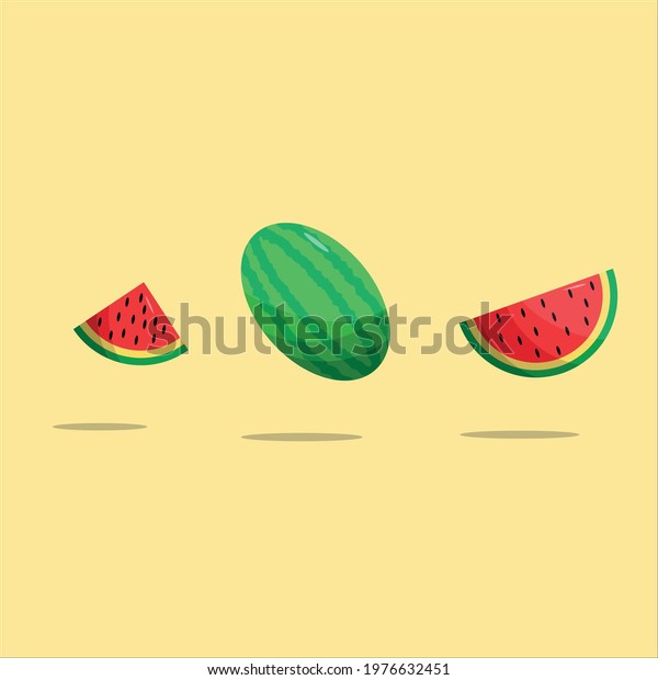 Vector Drawing Whole Watermelon Half Slice Stock Vector (Royalty Free ...
