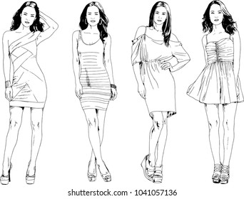 Vector Drawings On Theme Beautiful Slim Stock Vector (Royalty Free ...