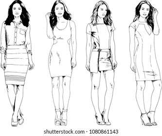Vector Drawings On Theme Beautiful Slim Stock Vector (Royalty Free ...