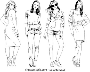 Vector Drawings On Theme Beautiful Slim Stock Vector (Royalty Free ...