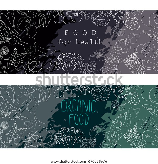 Vector Drawings Vegetables Fruits Menu Design Stock Vector (Royalty ...
