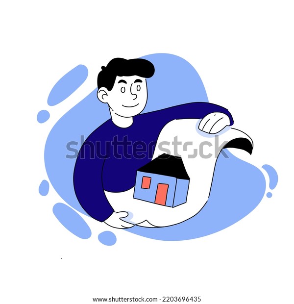 Vector Drawn Illustration Man Rental Contract Stock Vector (Royalty ...