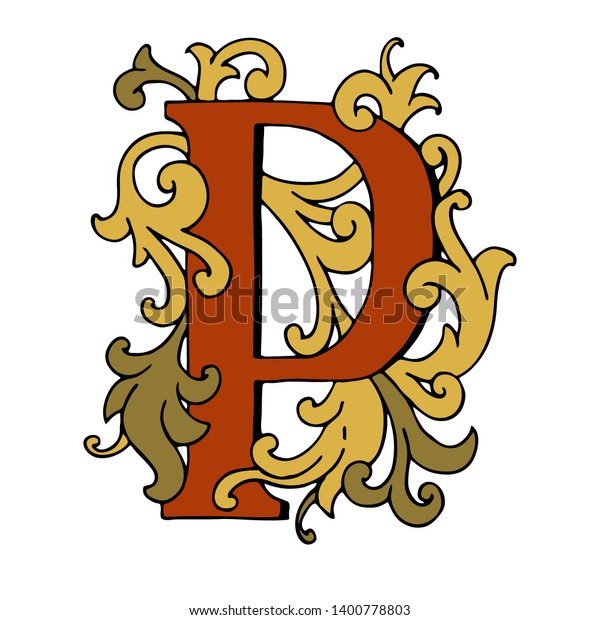 Vector Drop Cap English Letter P Stock Vector (Royalty Free) 1400778803 ...